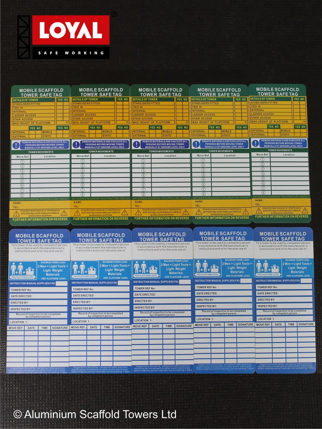 Scaffold Tags with 10 Inserts - Aluminium Scaffold Towers Limited